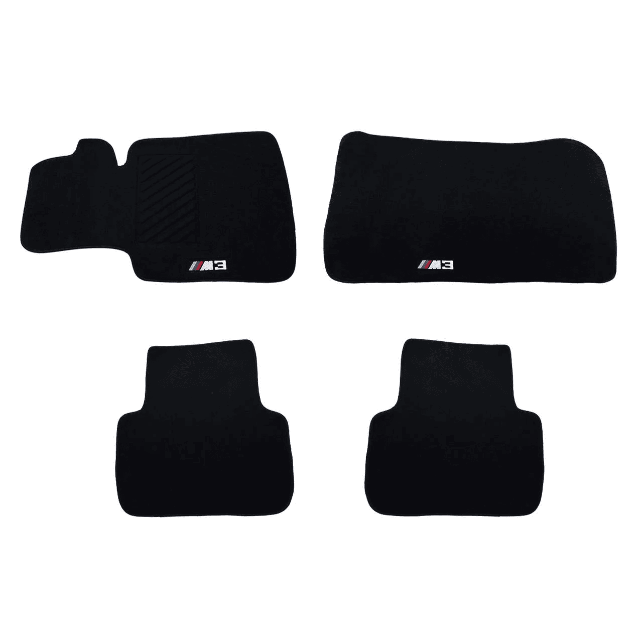 BMW E46 Coupe 3 Series Compatible M3 Logo Black Carpet Mat Set of 4PCS Viauto