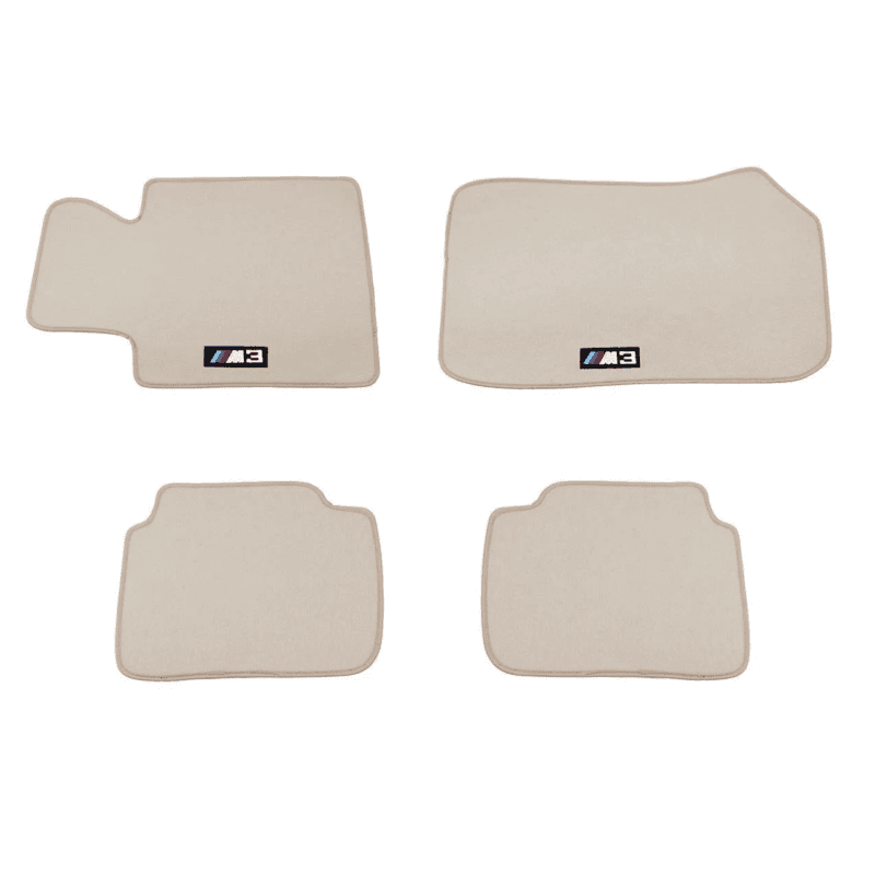 For BMW E46 Sedan M3 Logo Beige Carpet Mat Set 4PCS Viauto